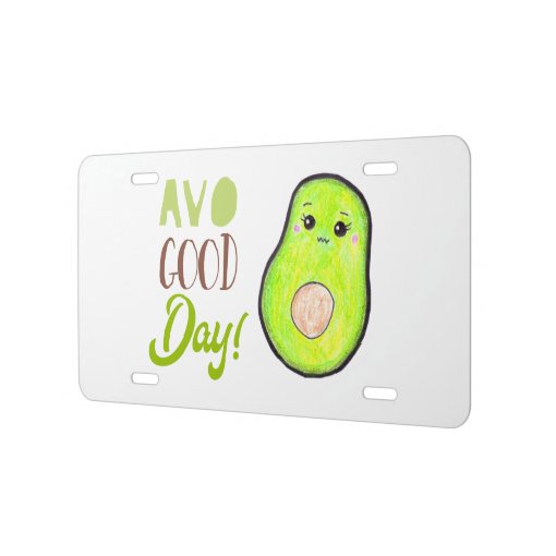 cute Kawaii Avocado Avo good day tropical fruit License Plate | Zazzle