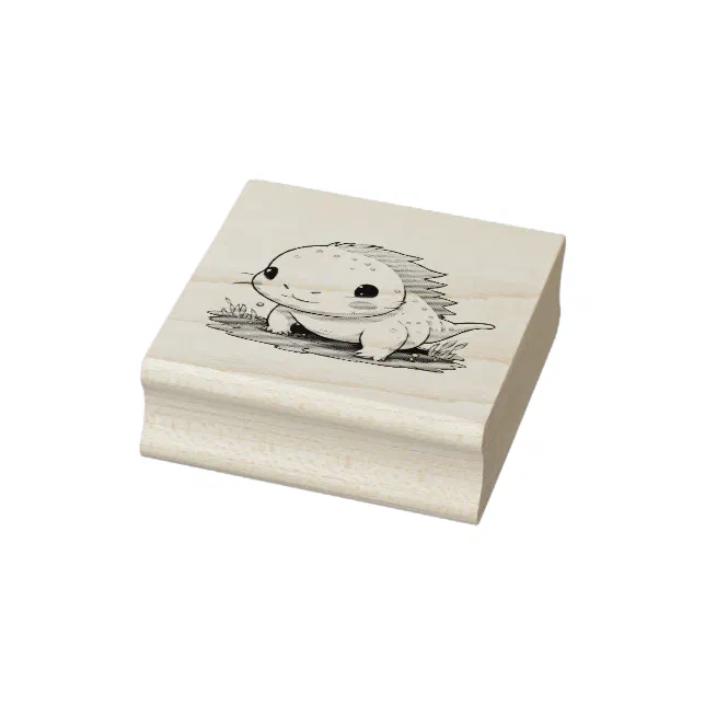 Cute Kawaii Axolotl Illustration Rubber Stamp | Zazzle