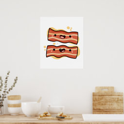 Cute Kawaii Bacon Strips Poster | Zazzle