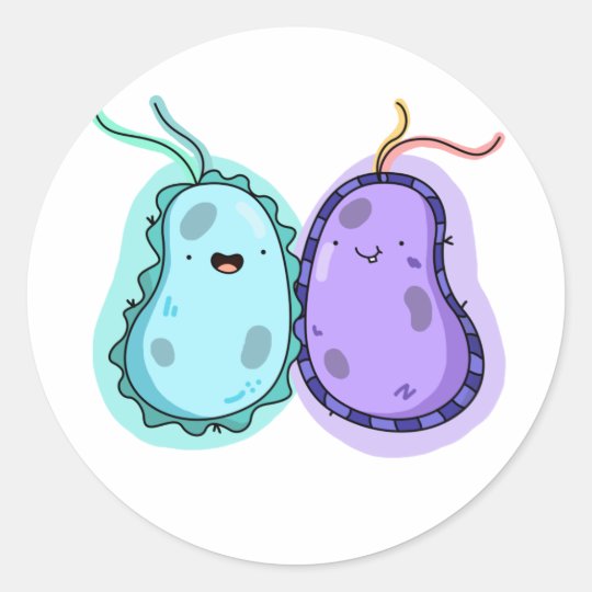 Cute Kawaii Bacteria Classic Round Sticker | Zazzle.com