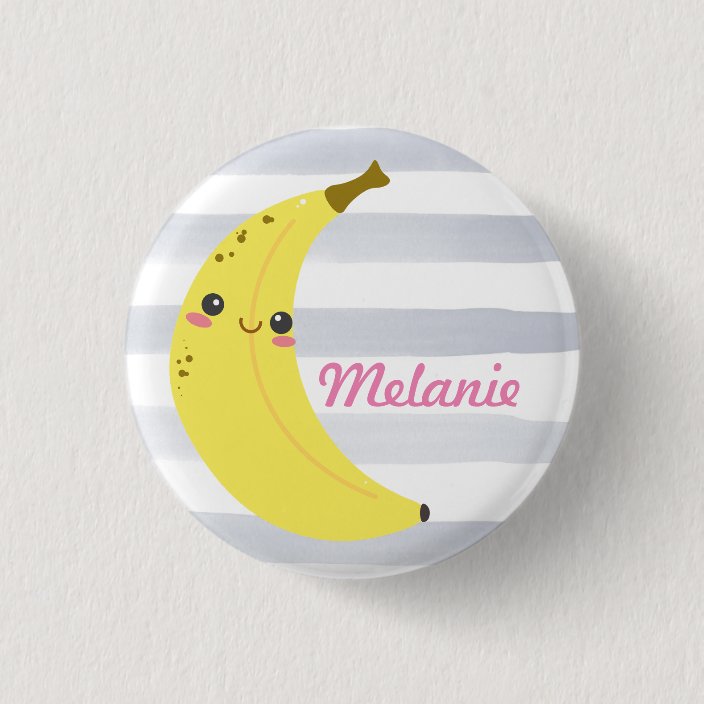 Cute Kawaii Banana Personalised Button | Zazzle.com