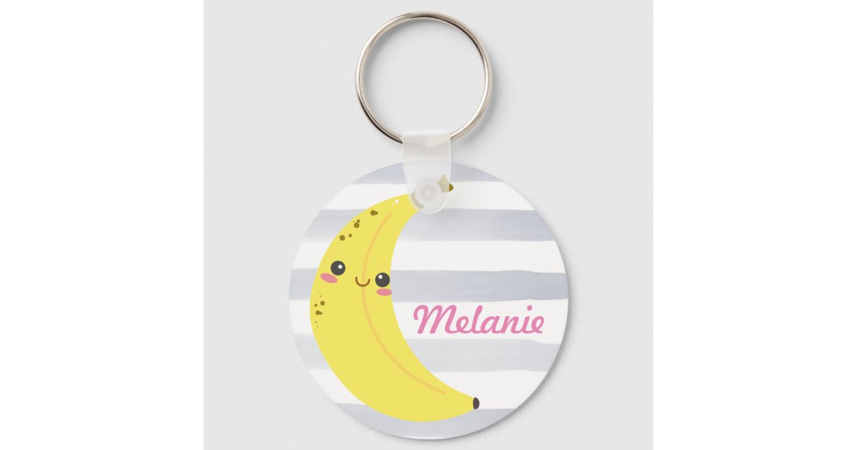 Cute Kawaii Banana Personalized Keychain | Zazzle