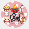 Cute Kawaii BBQ Party Baby Shower Classic Round Sticker | Zazzle