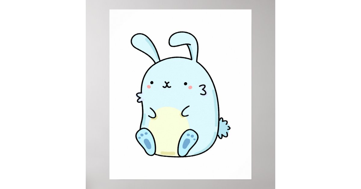 Cute Kawaii Blue Bunny Poster | Zazzle