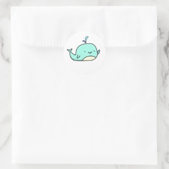 Cute Kawaii Blue Whale Classic Round Sticker | Zazzle