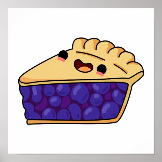 Cute Kawaii Blueberry Pie Poster | Zazzle.com
