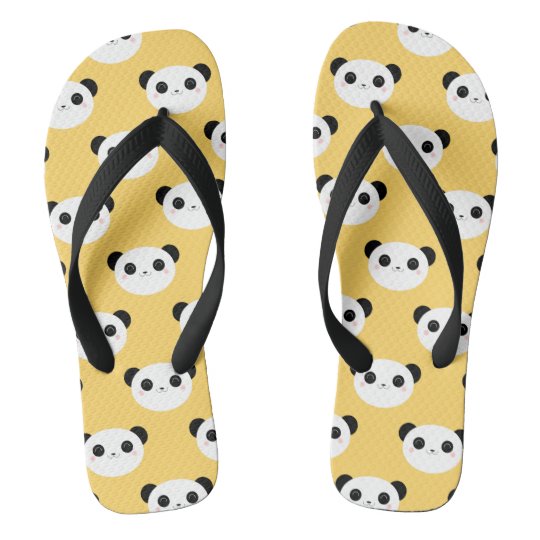 Cute Kawaii Blushing Panda Face Pattern Flip Flops | Zazzle.com