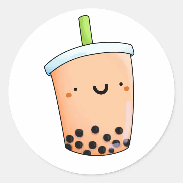 Cute Kawaii Boba Tea Classic Round Sticker | Zazzle