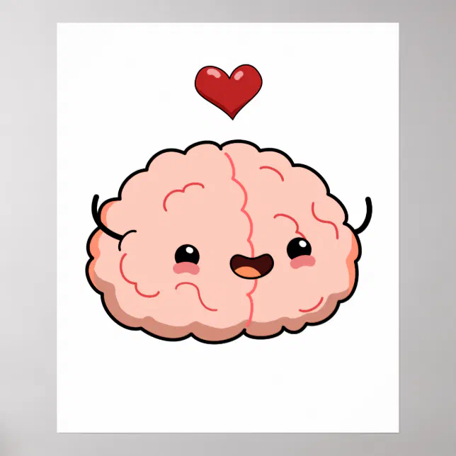 Cute Kawaii Brain Poster | Zazzle