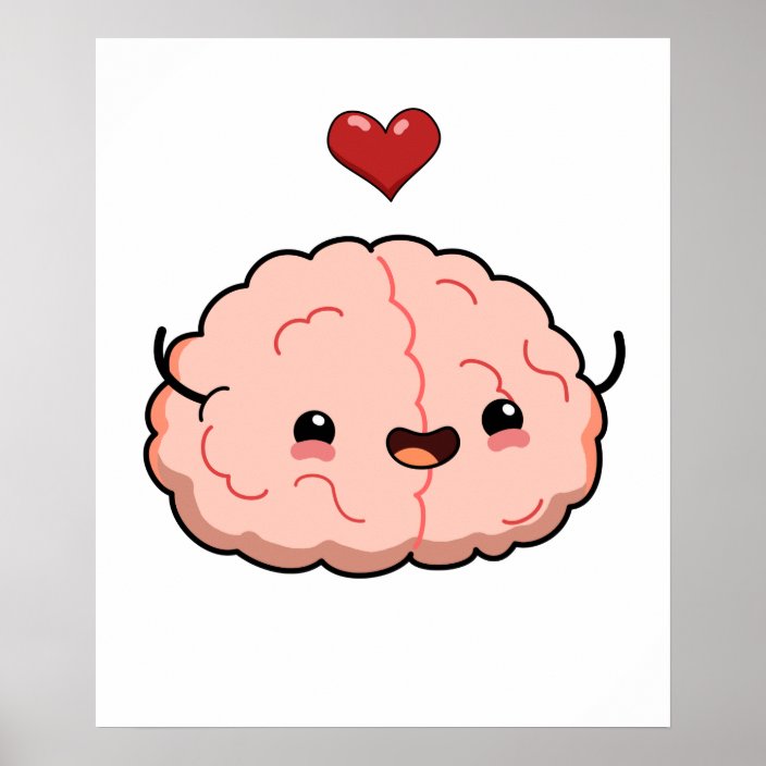 Cute Kawaii Brain Poster | Zazzle.com