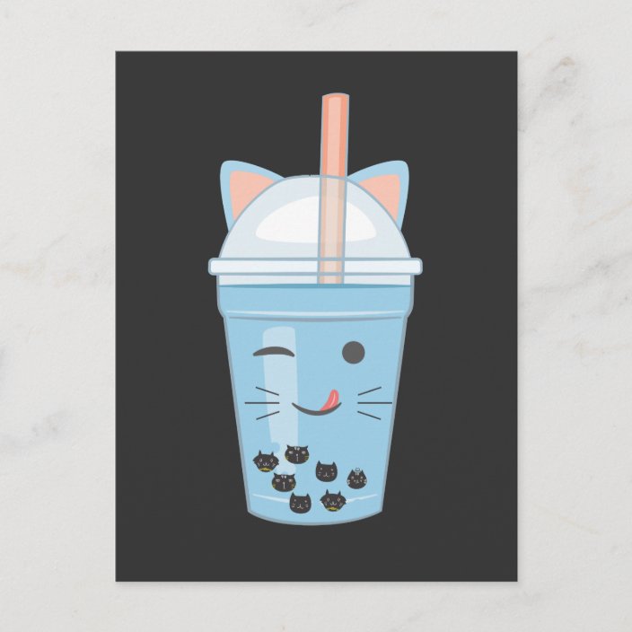 Cute Kawaii Bubble Tea Boba Milk Tea Cat Postcard | Zazzle.com