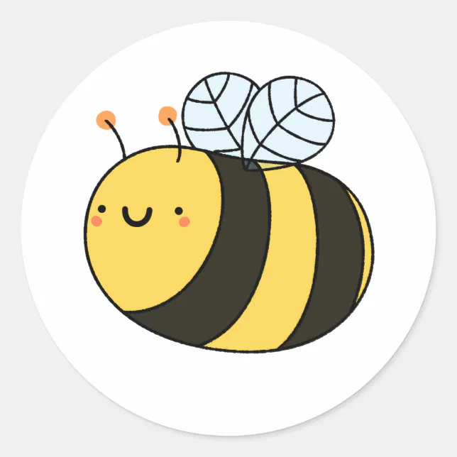 Cute Kawaii Bumble Bee Classic Round Sticker | Zazzle