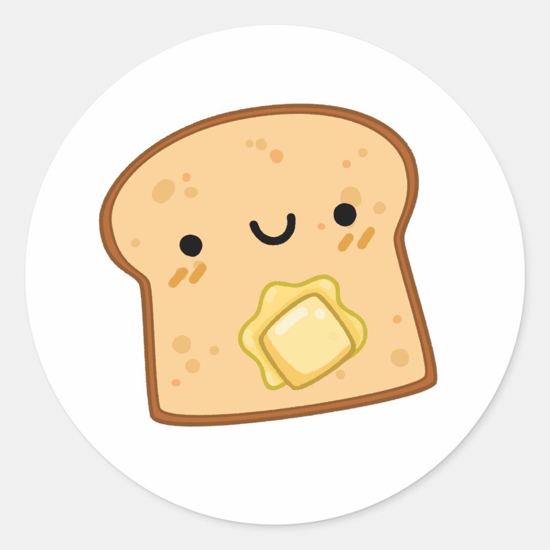 Cute Kawaii Butter Toast Classic Round Sticker | Zazzle