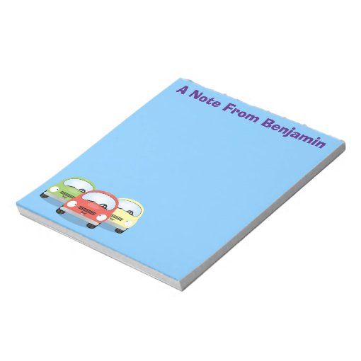 Cute kawaii cars cartoon illustration notepad | Zazzle