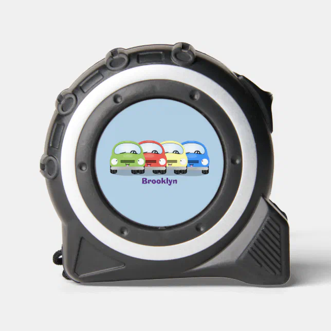 Cute kawaii cars cartoon illustration tape measure | Zazzle