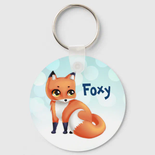 Cute Kawaii cartoon fox Keychain | Zazzle