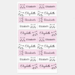 Cute Kawaii Cartoon Kitty Cat Personalized Kids Labels | Zazzle