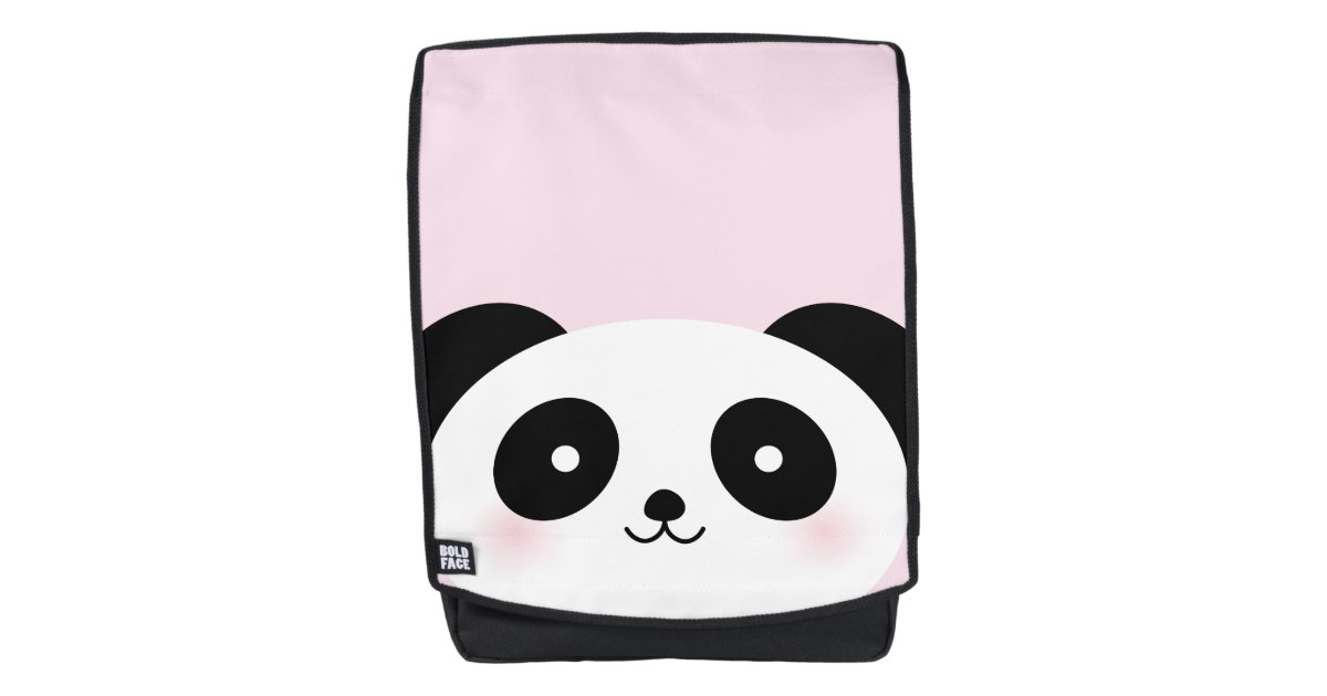 Cute Kawaii Cartoon Panda Bear Face Pink Backpack | Zazzle