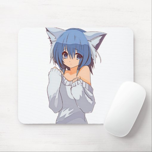 Cute Kawaii Cat-girl Waifu Mouse Pad | Zazzle