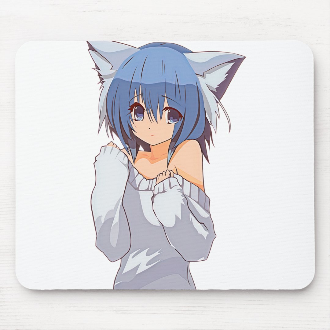 Cute Kawaii Cat-girl Waifu Mouse Pad | Zazzle