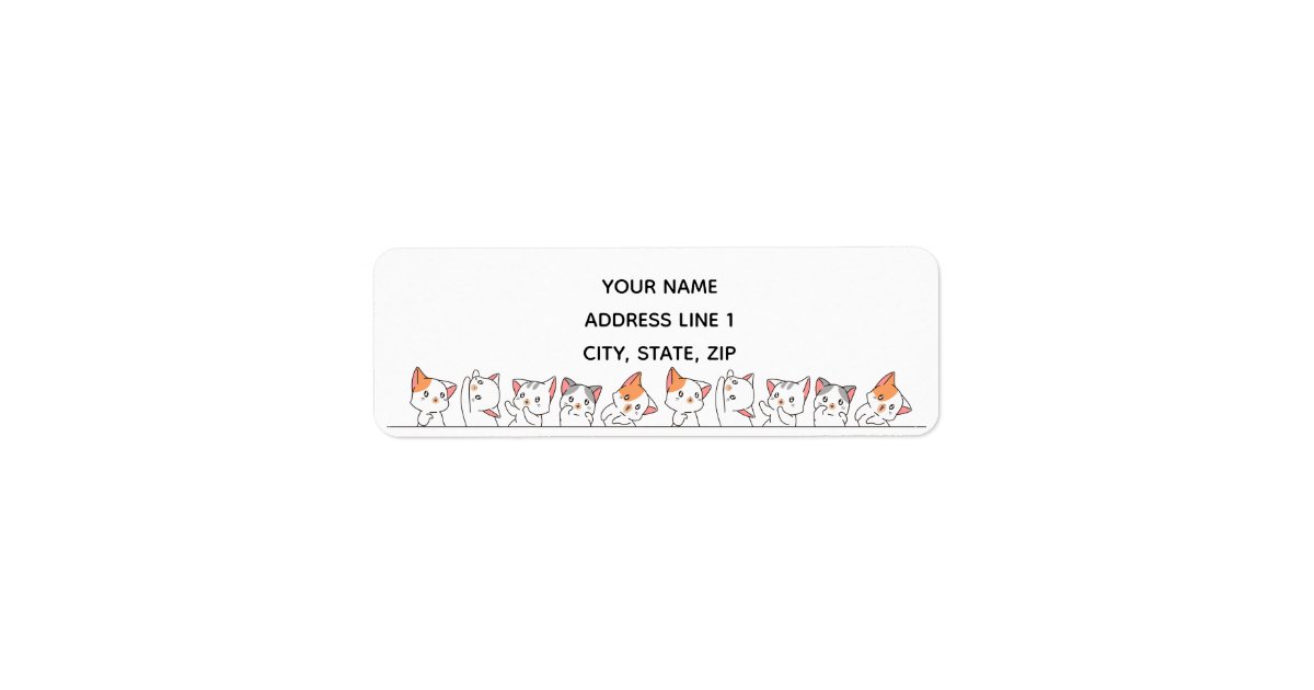 Cute Kawaii Cat Kittens Label | Zazzle