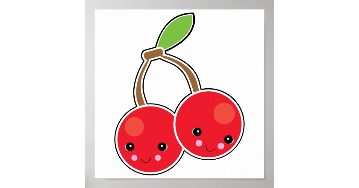 cute kawaii cherries poster | Zazzle