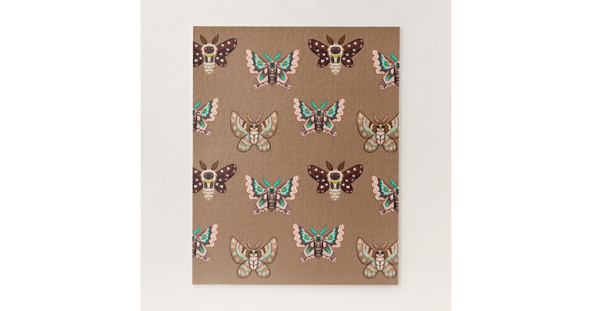 Cute Kawaii Chibi Moths Jigsaw Puzzle | Zazzle