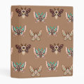 Cute Kawaii Chibi Moths on Coffee Tan Mini Binder | Zazzle