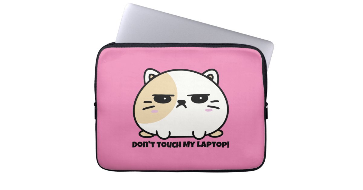 Cute Kawaii Chubby Angry Mochi Cat Laptop Sleeve | Zazzle