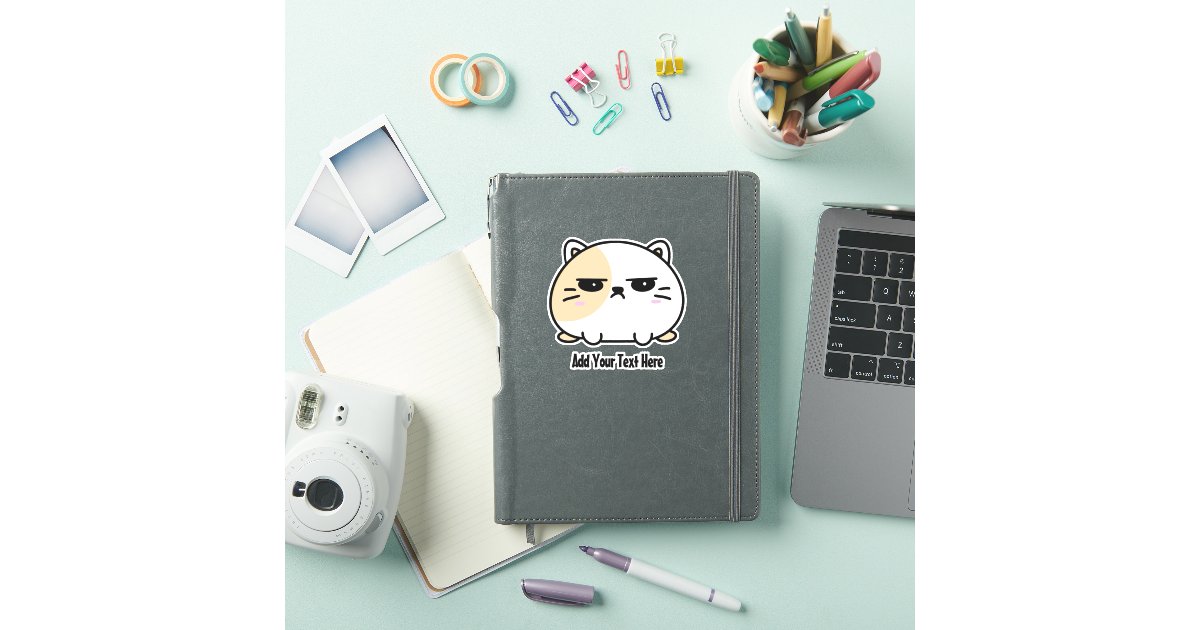 Cute Kawaii Chubby Angry Mochi Cat Sticker | Zazzle