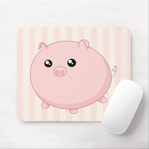 Cute Kawaii chubby pink pig Mouse Pad | Zazzle