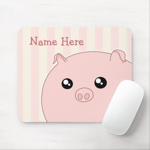 Cute Kawaii chubby pink pig Mouse Pad | Zazzle