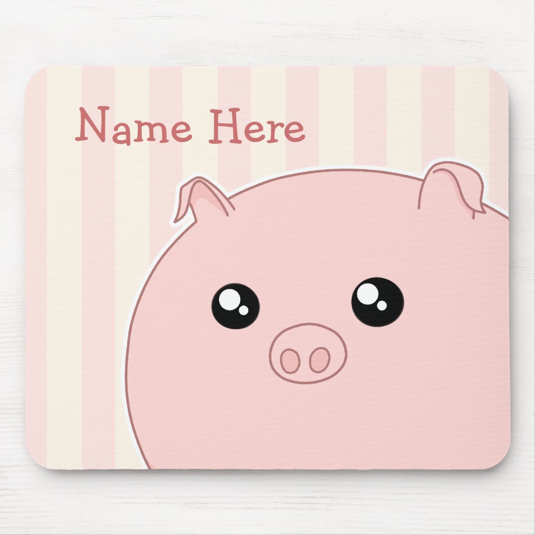 Cute Kawaii chubby pink pig Mouse Pad | Zazzle