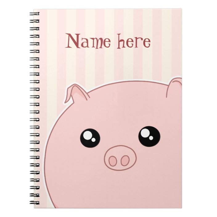 Cute Kawaii chubby pink pig Notebook | Zazzle.com