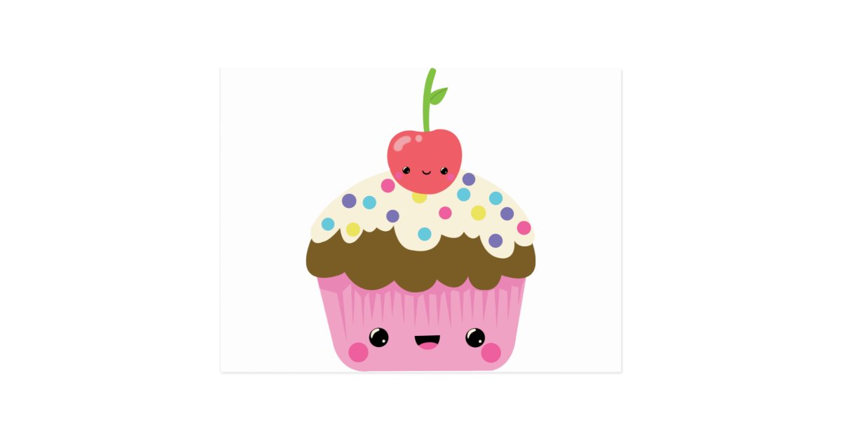 Cute Kawaii Cupcake Postcard | Zazzle.com