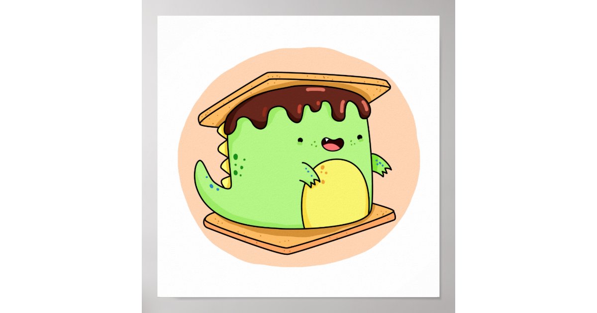 Cute Kawaii Dino-smore Poster | Zazzle