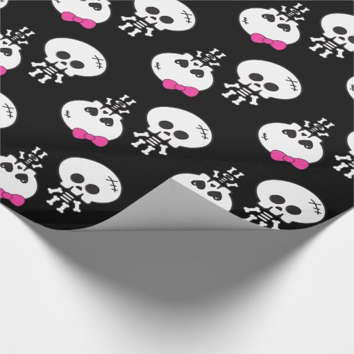 cute kawaii emo boy girl skeletons skullies wrapping paper | Zazzle