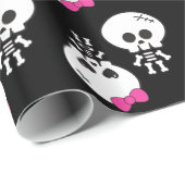 cute kawaii emo boy girl skeletons skullies wrapping paper | Zazzle