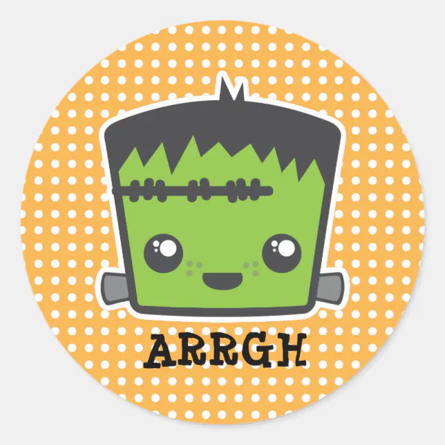 Cute Kawaii Frankenstein Monster Halloween Classic Round Sticker | Zazzle