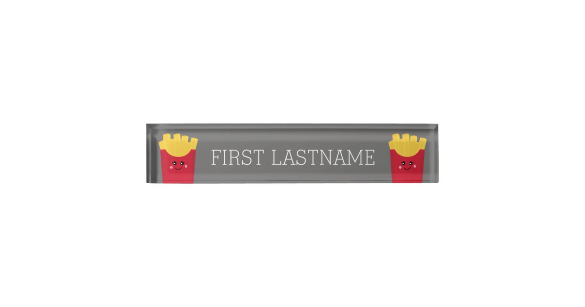 Cute Kawaii French Fries with Custom Name Name Plate | Zazzle