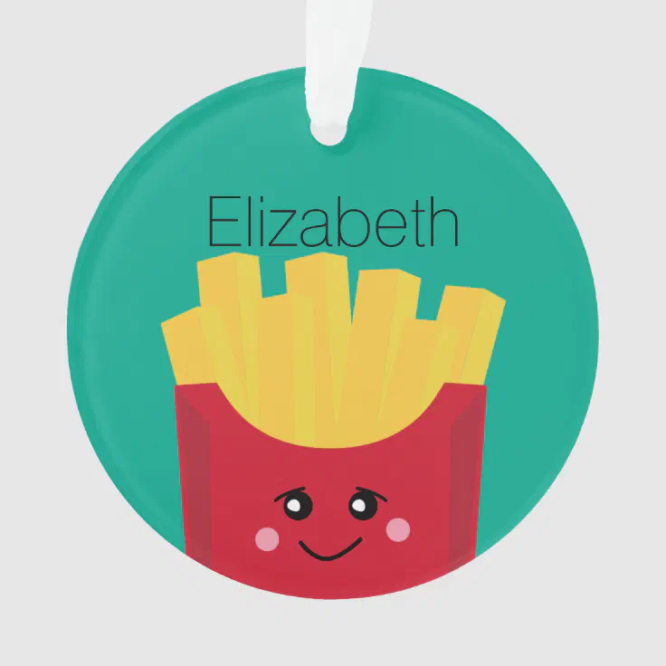 Cute Kawaii French Fries with Custom Name Ornament | Zazzle