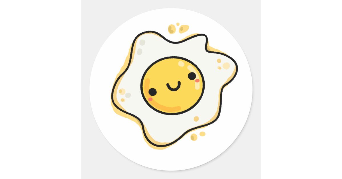 Cute Kawaii Fried Egg Classic Round Sticker | Zazzle