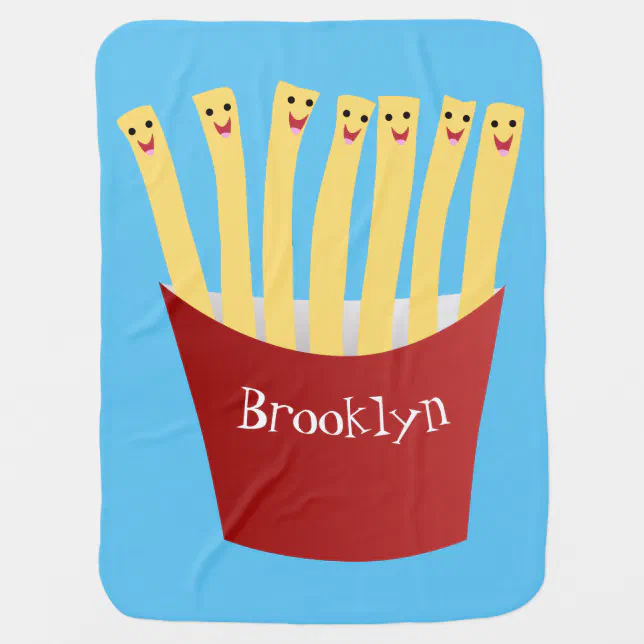 Cute kawaii fries fast food cartoon illustration baby blanket | Zazzle