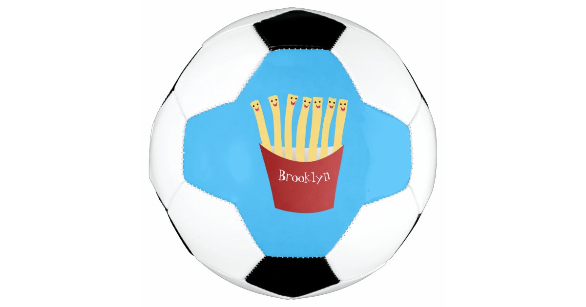 Cute kawaii fries fast food cartoon illustration soccer ball | Zazzle