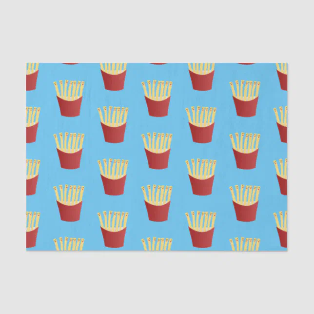Cute kawaii fries fast food cartoon illustration tissue paper | Zazzle