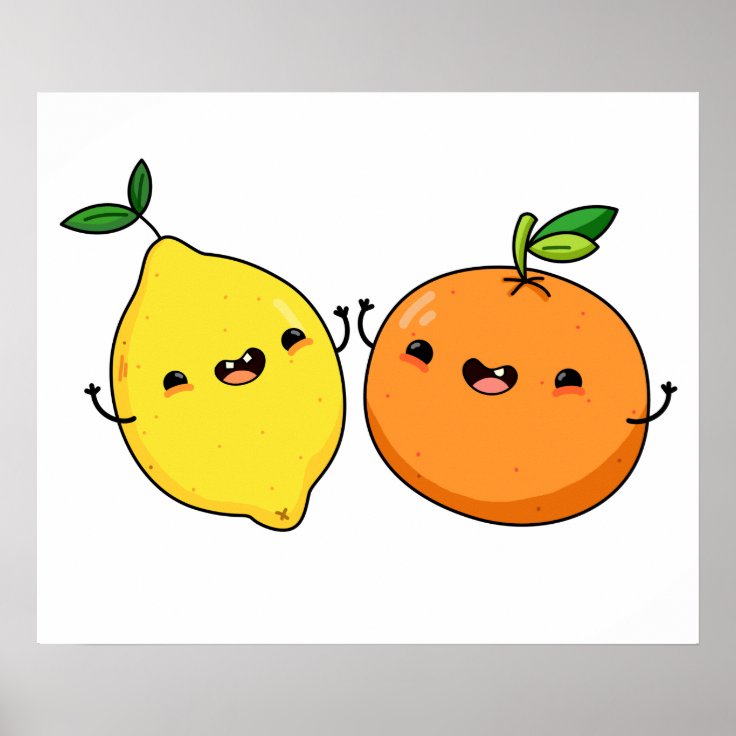 Cute Kawaii Fruit Poster | Zazzle