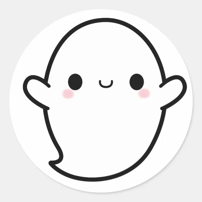 Cute Kawaii Ghost Halloween Classic Round Sticker | Zazzle