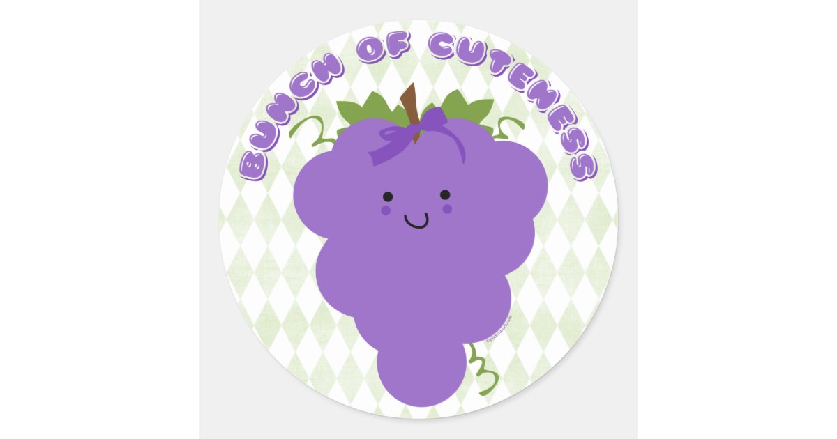 Cute Kawaii Grapes Sticker | Zazzle