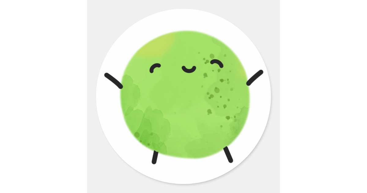 Cute Kawaii Green Pea Classic Round Sticker | Zazzle