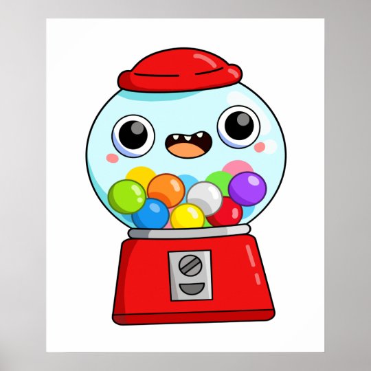 Cute Kawaii Gumball Machine Poster | Zazzle.com